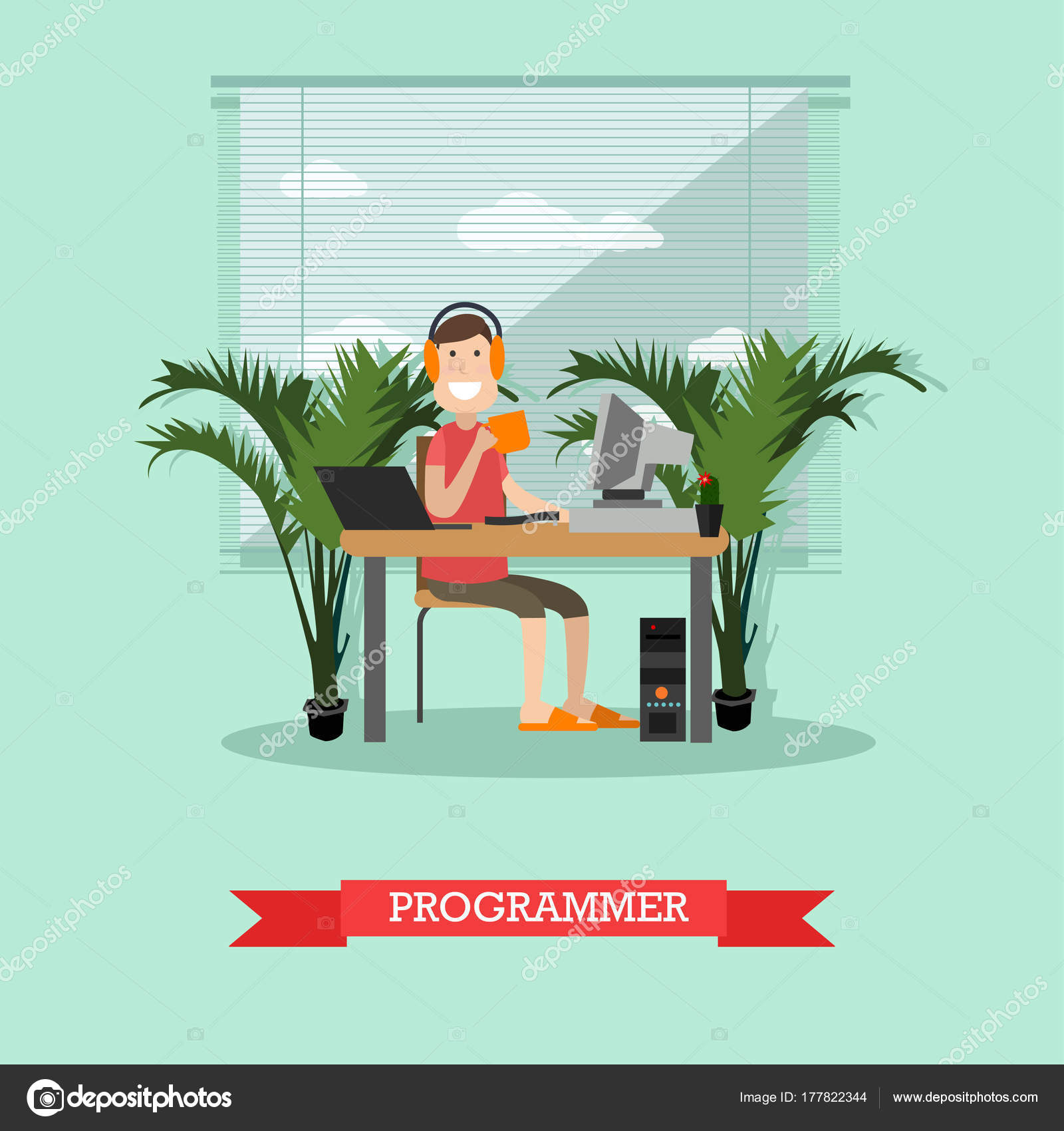 Ilustración del vector del concepto del programador en estilo plano ...