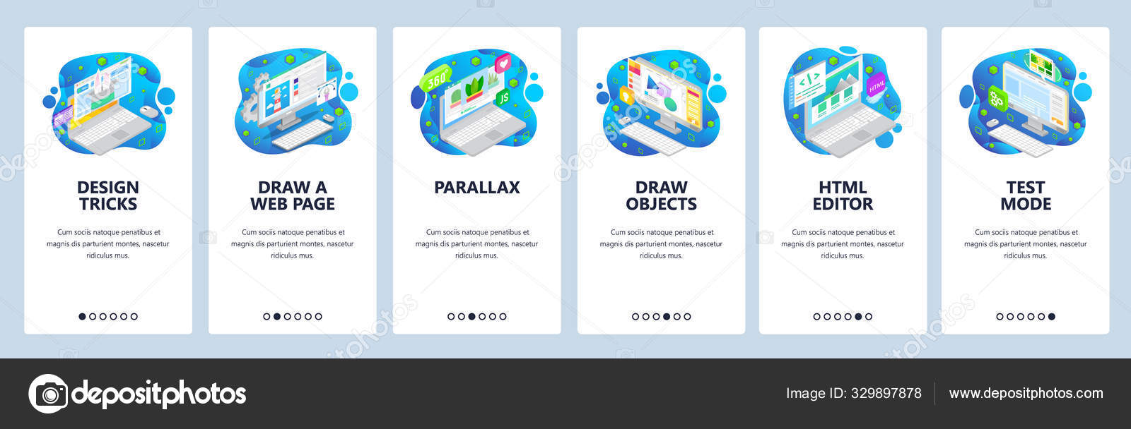 Web development, icometric computer icons, html code. Mobile app ...