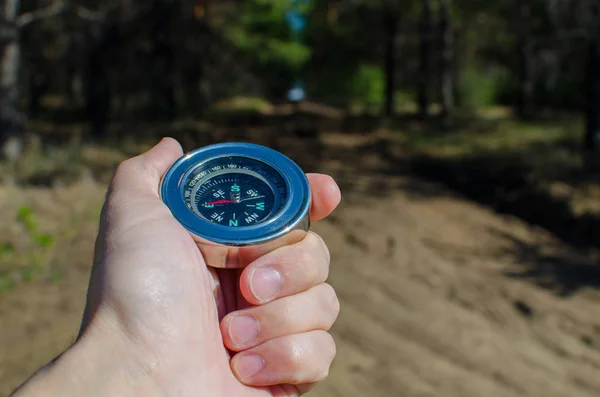Hand Held compass at Trail Junction — Stock Photo © eppic #1042358