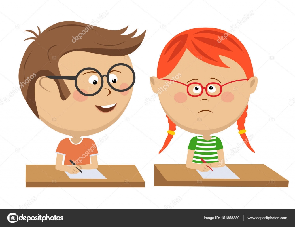 Little boy copying his classmate girl on exam Stock Illustration by ... Little boy copying his classmate girl on exam Stock Illustration by ...