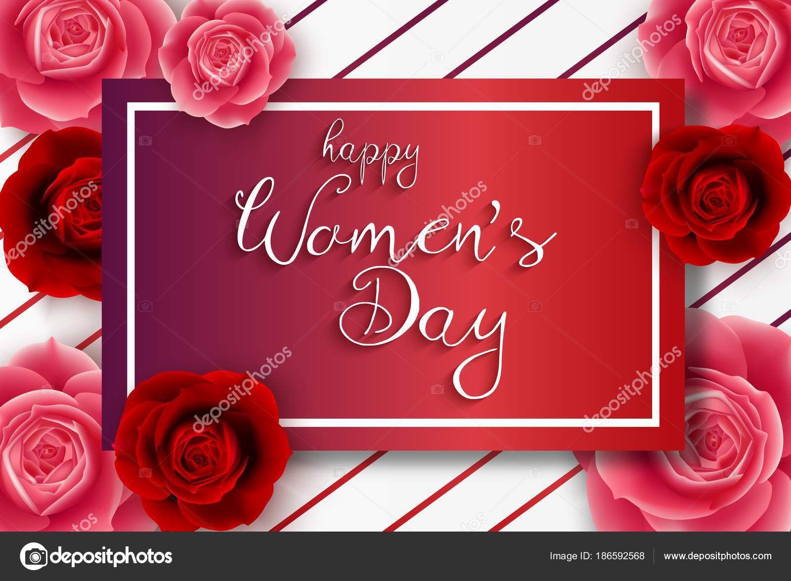 Vector Illustration March Abstract Red Floral Greeting Card ...