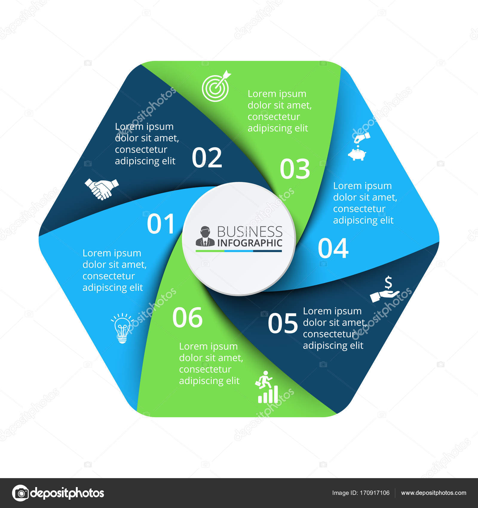 Vector hexagon element for infographic. Template for cycle diagram ...