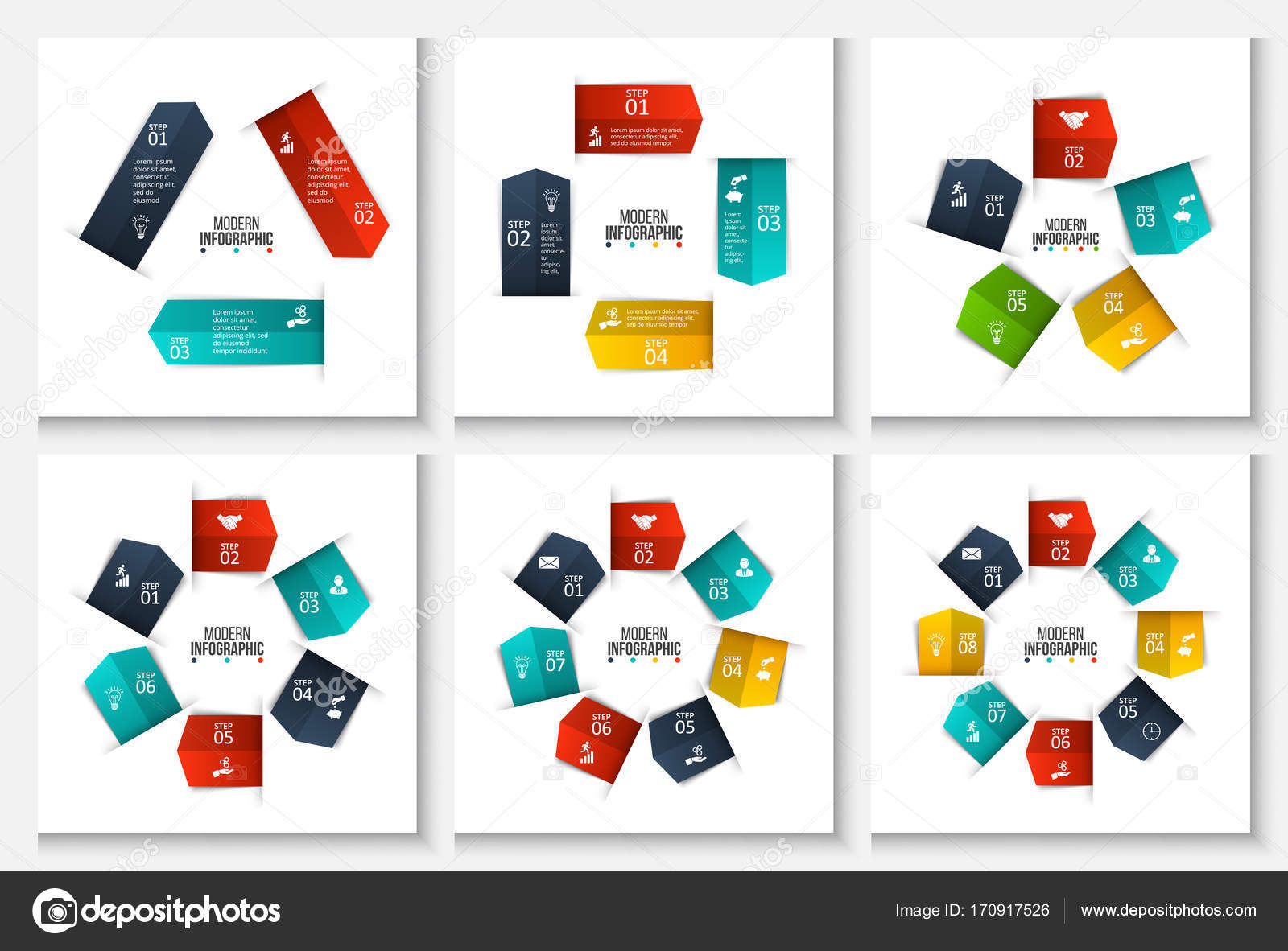 Vector arrows for infographic. Template for cycle diagram, graph ...