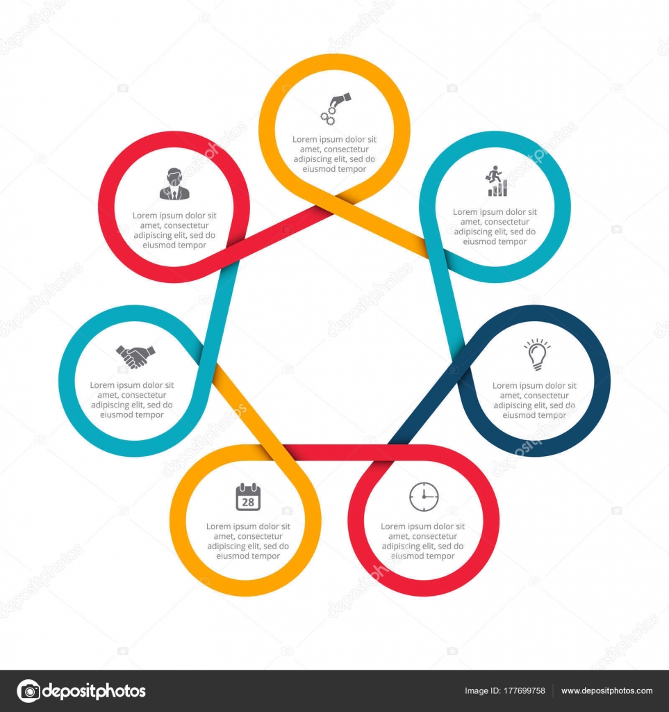 Business data visualization. Abstract felements of cycle diagram with 7 ...