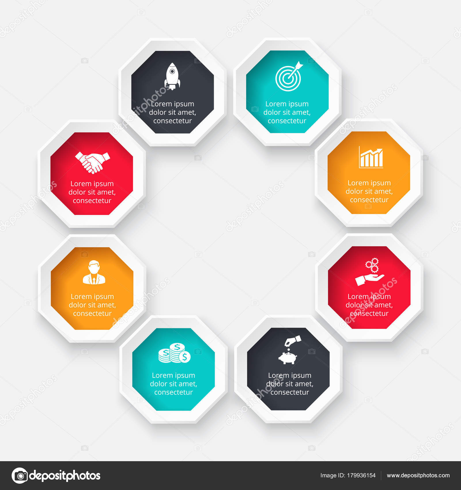Vector octagon for infographic. Template for cycle diagram, graph ...