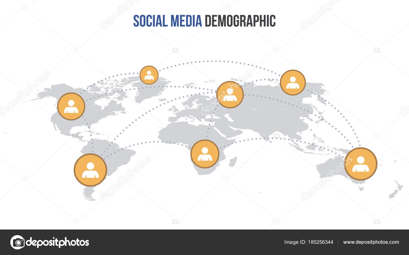 Vector social media infographic map. Global network connection. Stock ...