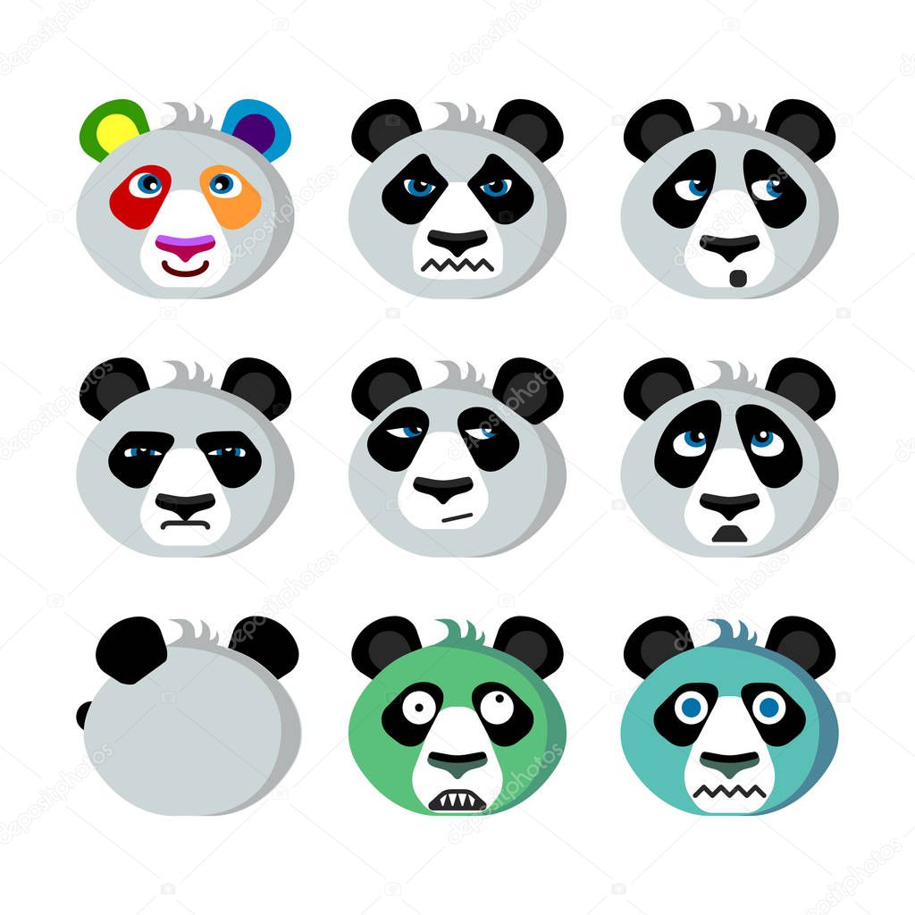 Smile icons emoticons panda — Stock Vector © IrinaPotter #146494189