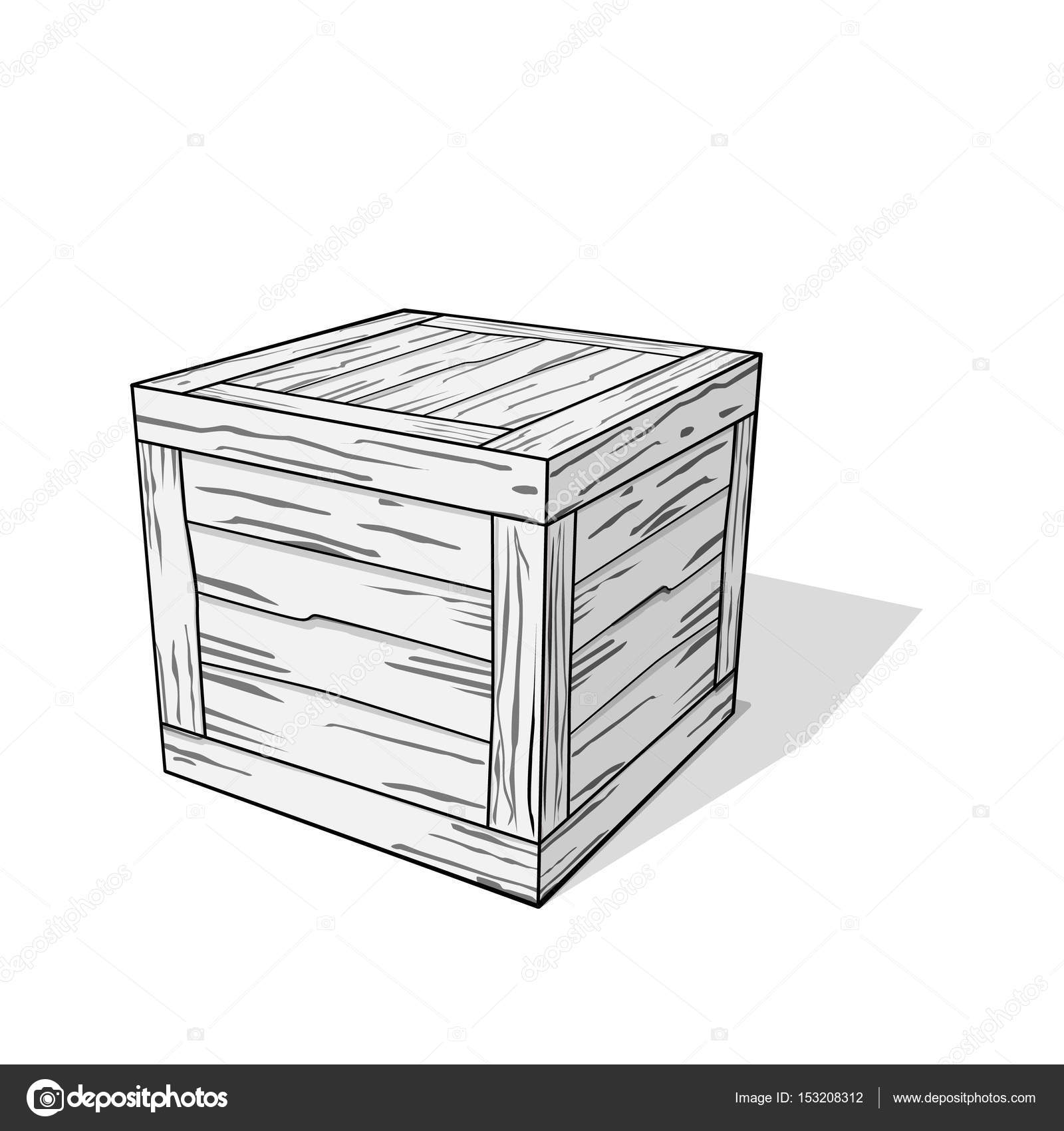 3D wooden crate executed in cartoon style. Vector template on a theme ...