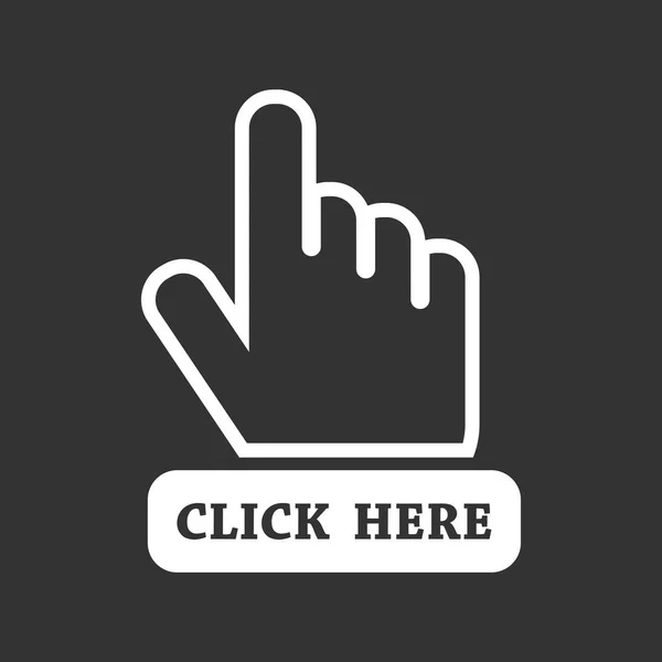 Click here icon. Hand cursor signs. Black button flat vector ...