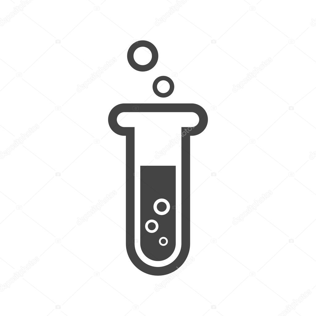 Chemical test tube pictogram icon. Laboratory glassware or beaker ...