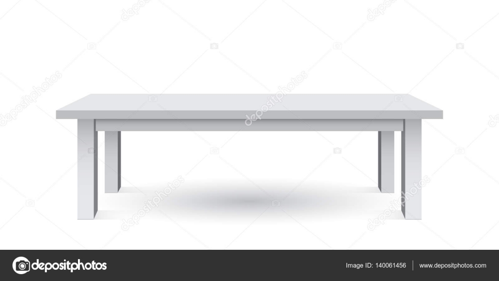 Vector 3d table for object presentation. Empty white top table isolated on white background ...