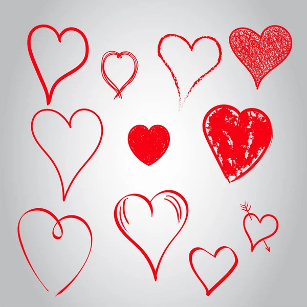 Hearts icon set. Love hand drawn vector illustration on white background. Stock Vector Image by ...