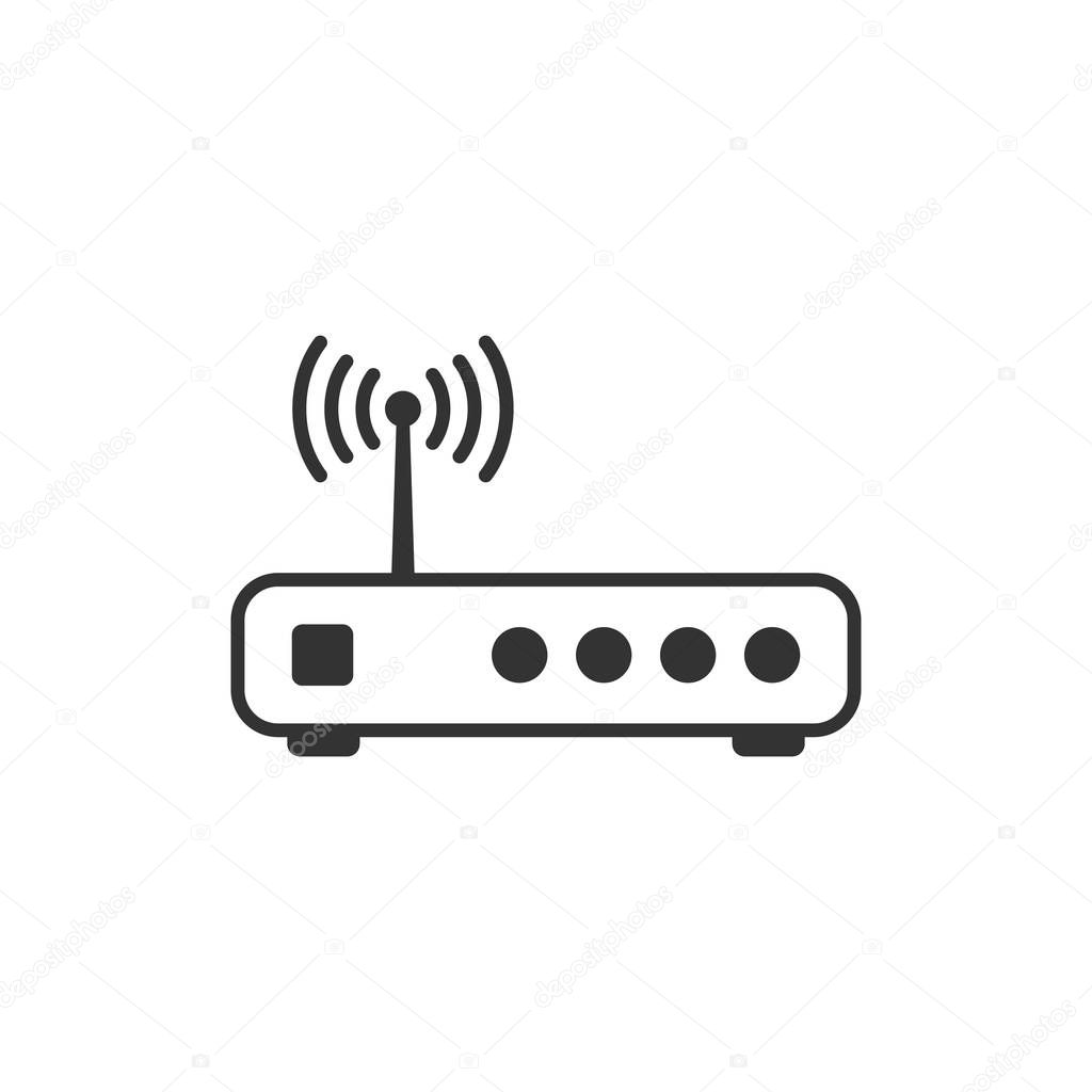 Icono del router Wifi en estilo plano. Banda ancha vector ilustración ...