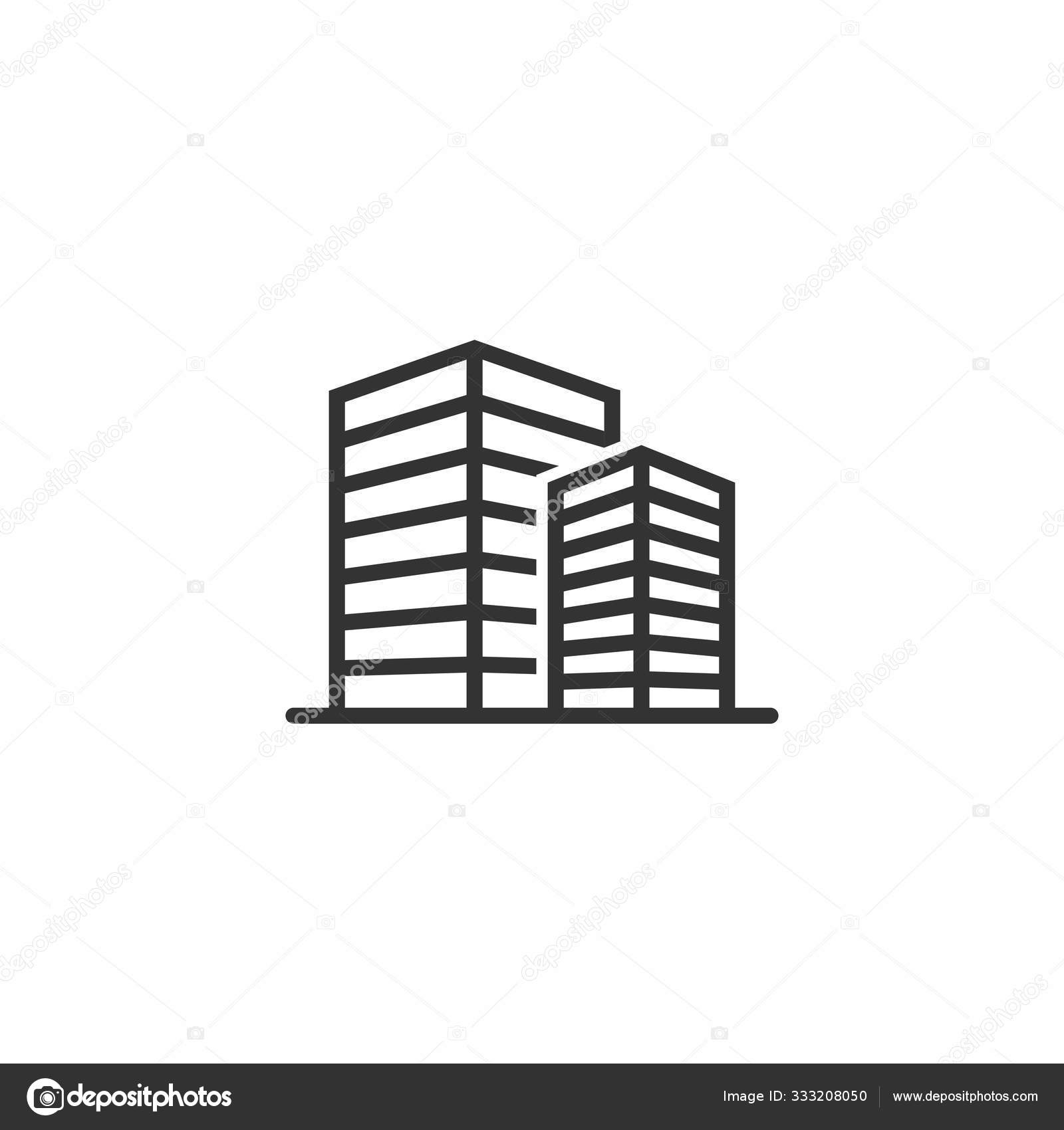 Building icon in flat style. Town skyscraper apartment vector il Stock ...