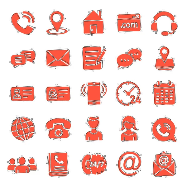 Contact icon set in flat style. Phone communication vector illus Stock ...