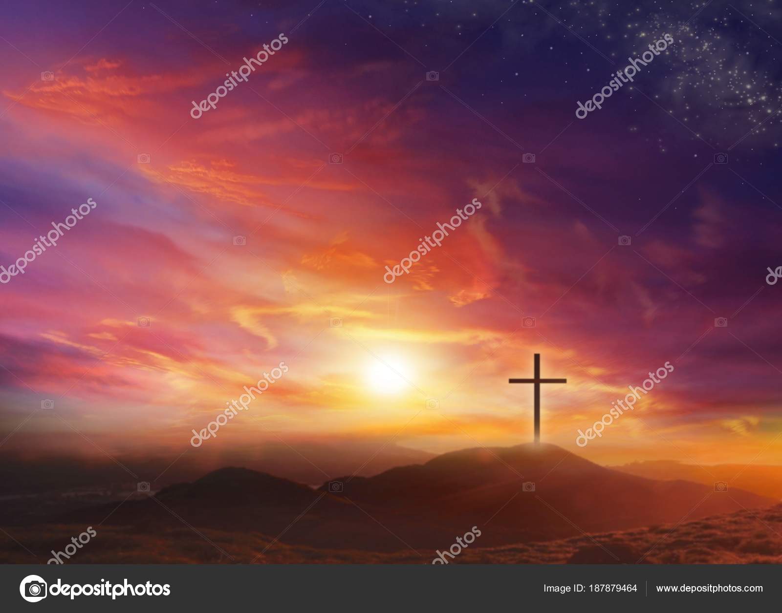 Light Christ Crucifix Light God Light Sky Cross Top Hill Stock Photo by ...
