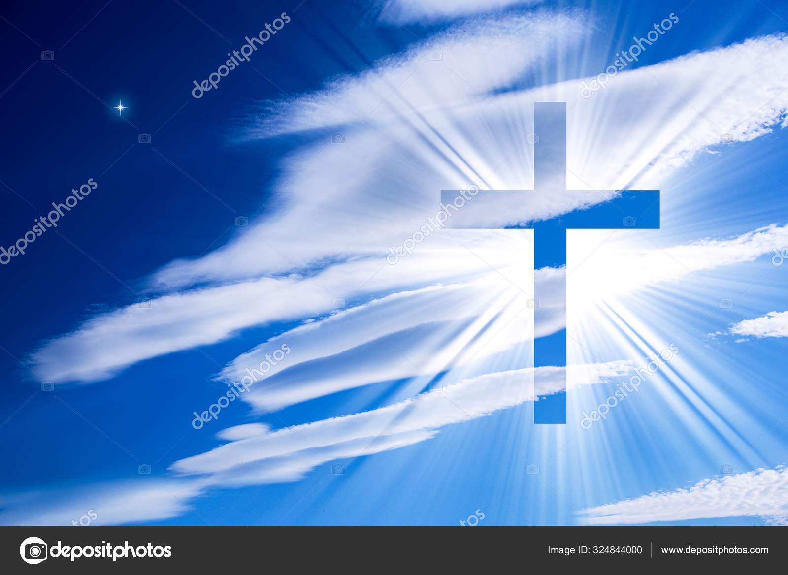 Easter Background Christian Cross Celestial Clouds Easter Background ...
