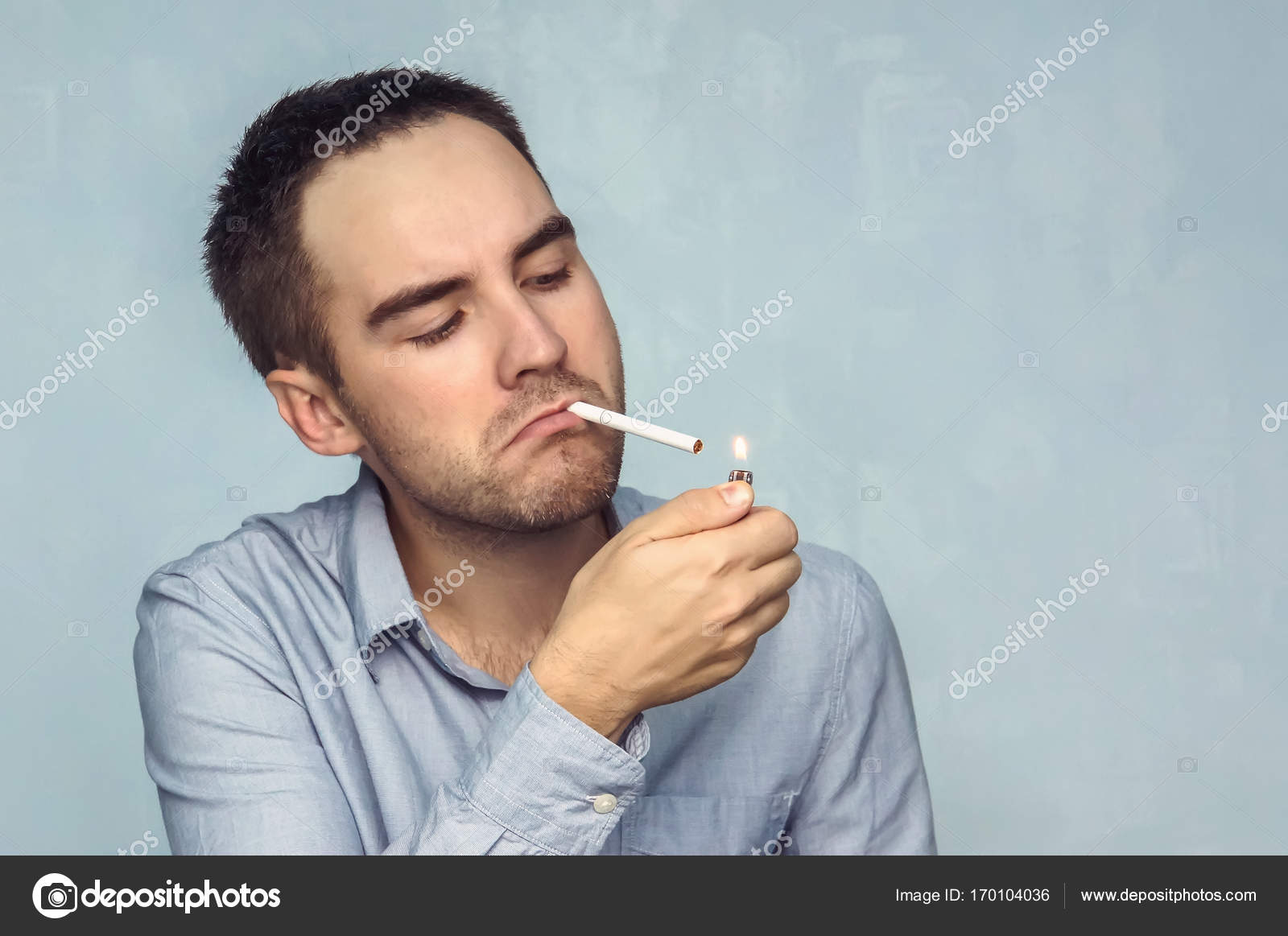 Man Lighting Cigarette