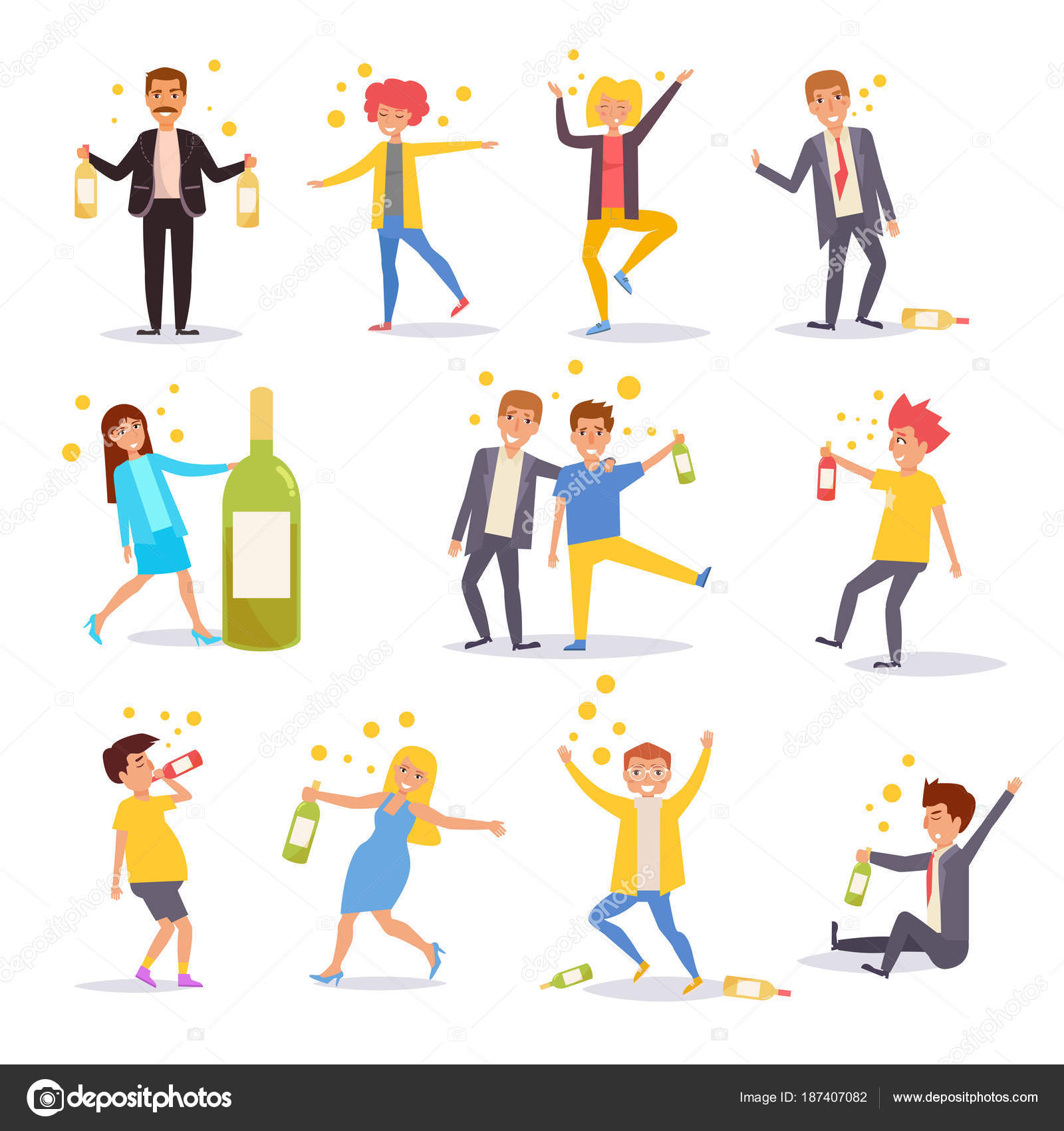 Drunk people. Set. Stock Vector Image by ©AnnaViolet #187407082