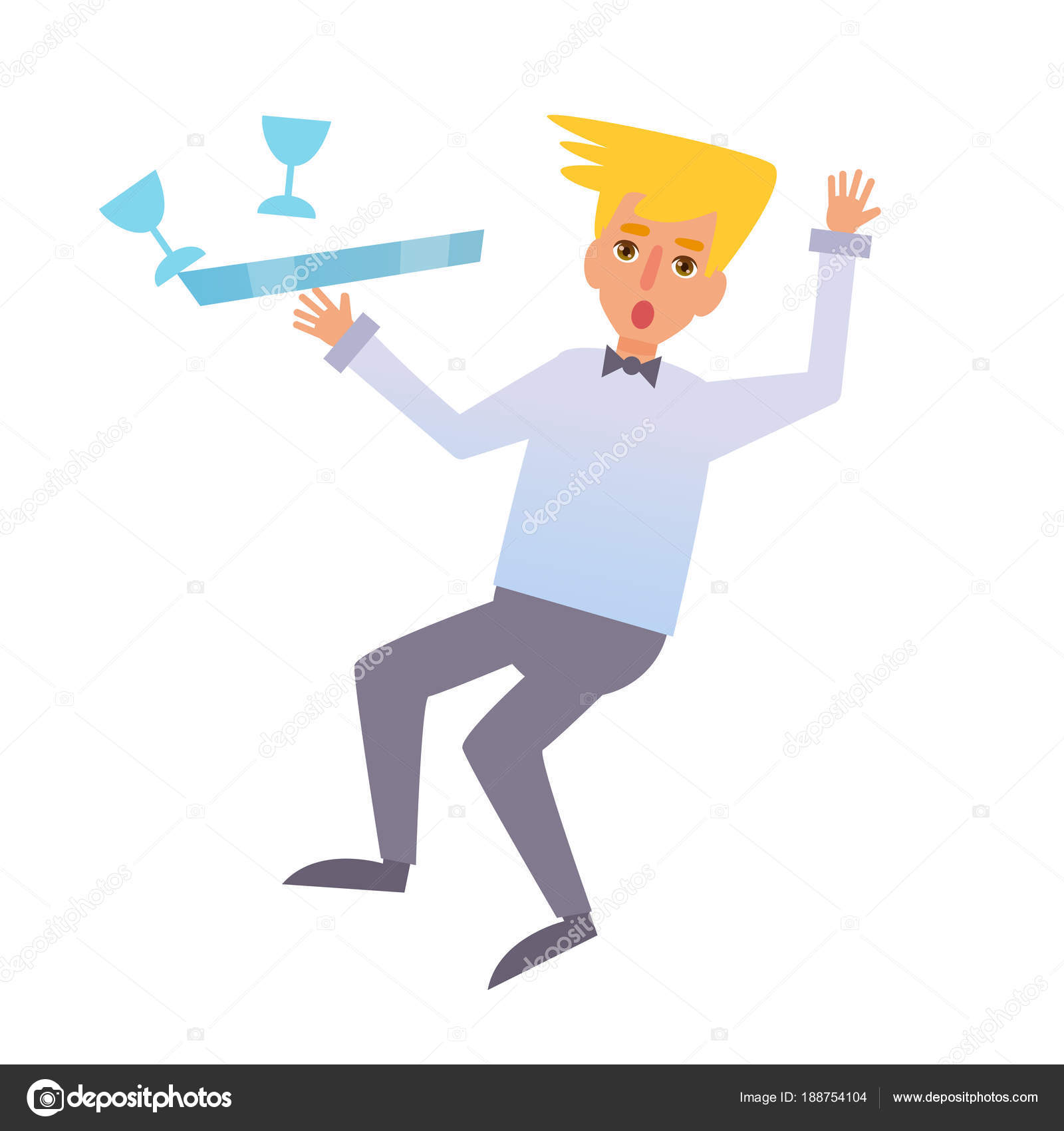 Waiter falling. Vector. Cartoon. Stock Vector Image by ©AnnaViolet ...