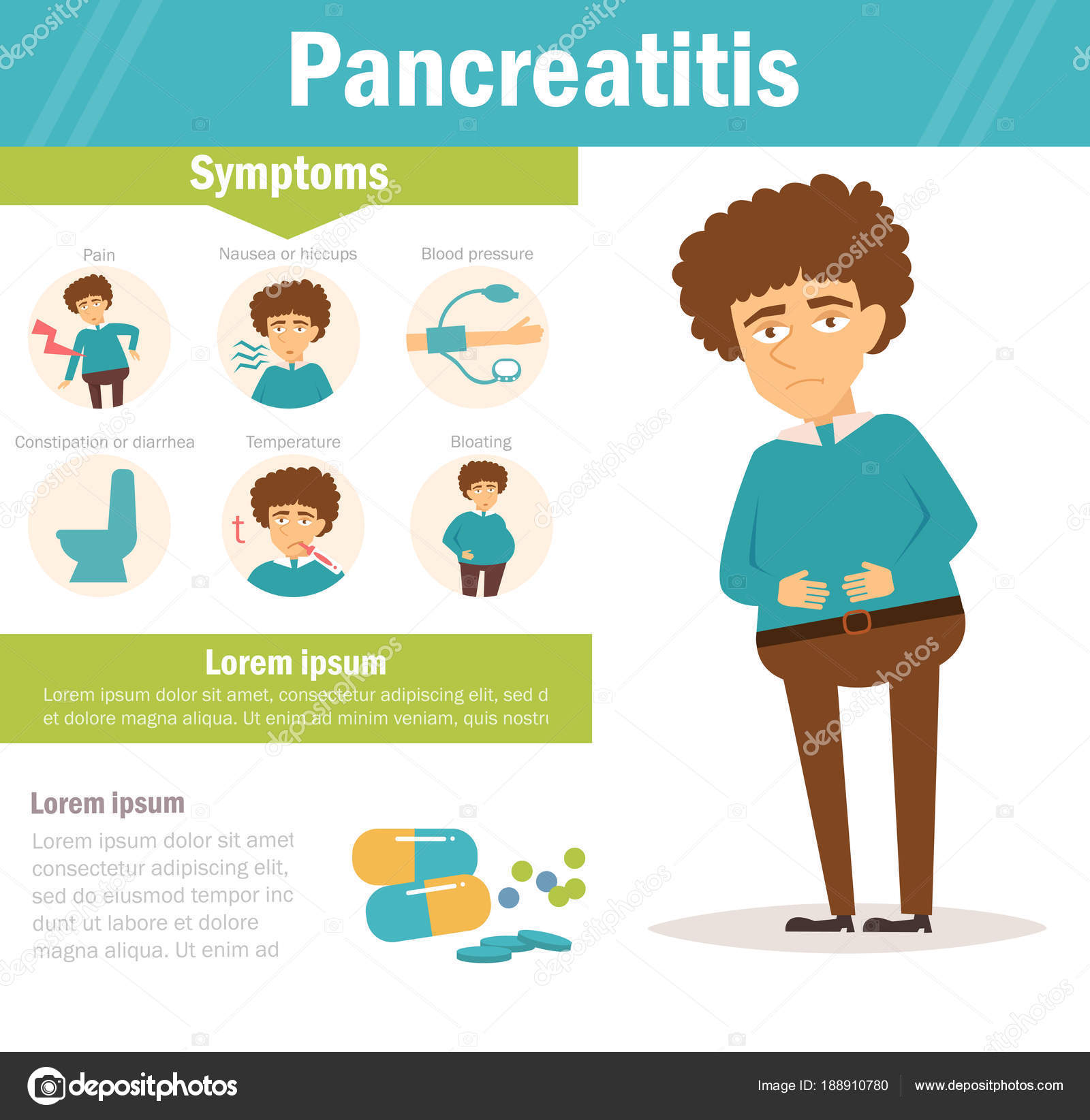 Pancreatitis. Vector. Cartoon. — Stock Vector © AnnaViolet #188910780