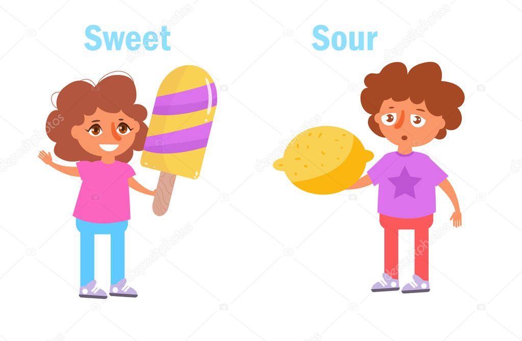 Sour and sweet Vector. Cartoon — Stock Vector © AnnaViolet #195154952