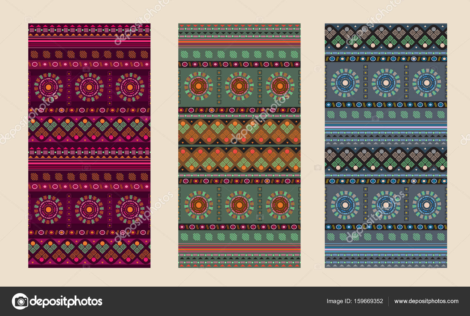 Ethnic summer boho chic style seamless patterns collection. Textile ...