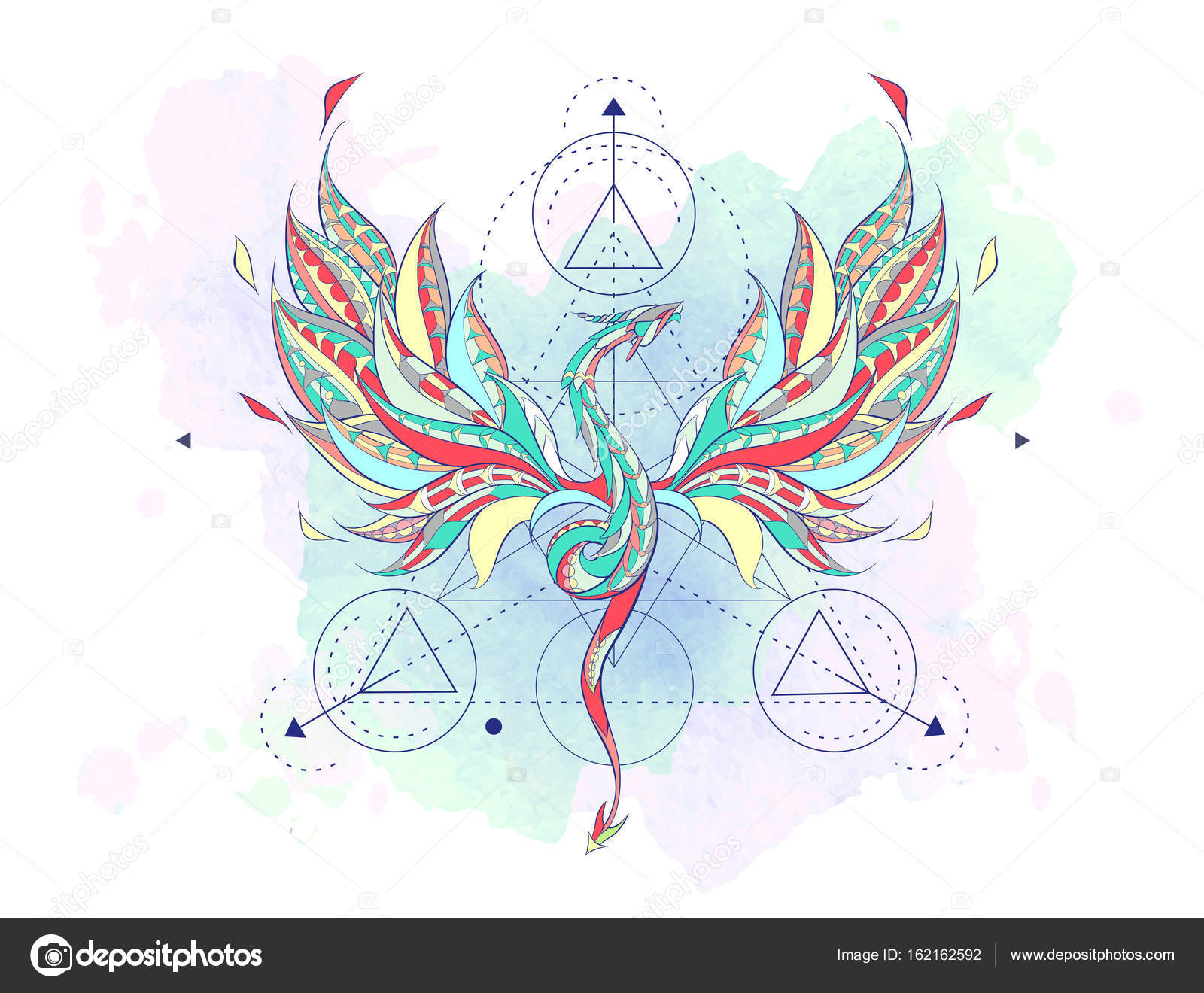 Patterned flying dragon with geometry ⬇ Vector Image by © maverick ...