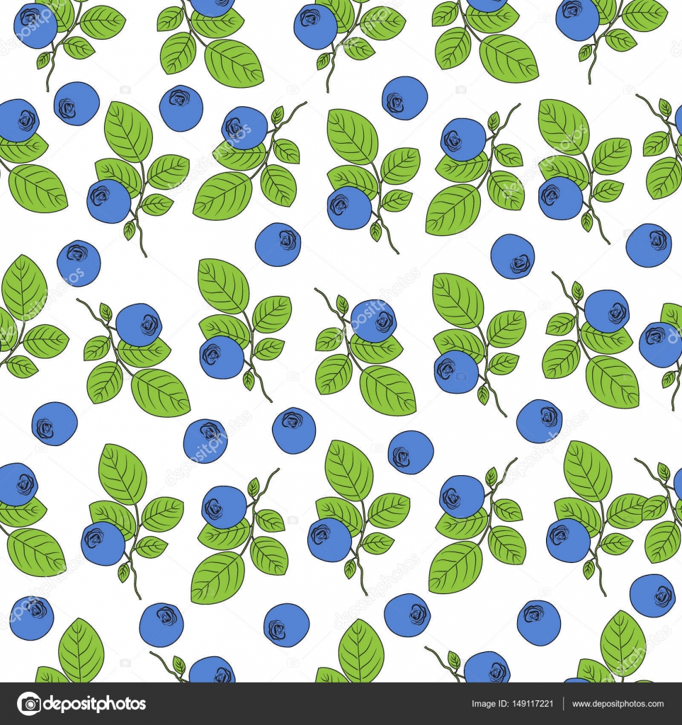 Blueberry, Seamless vector pattern berry, decorative background, hand ...