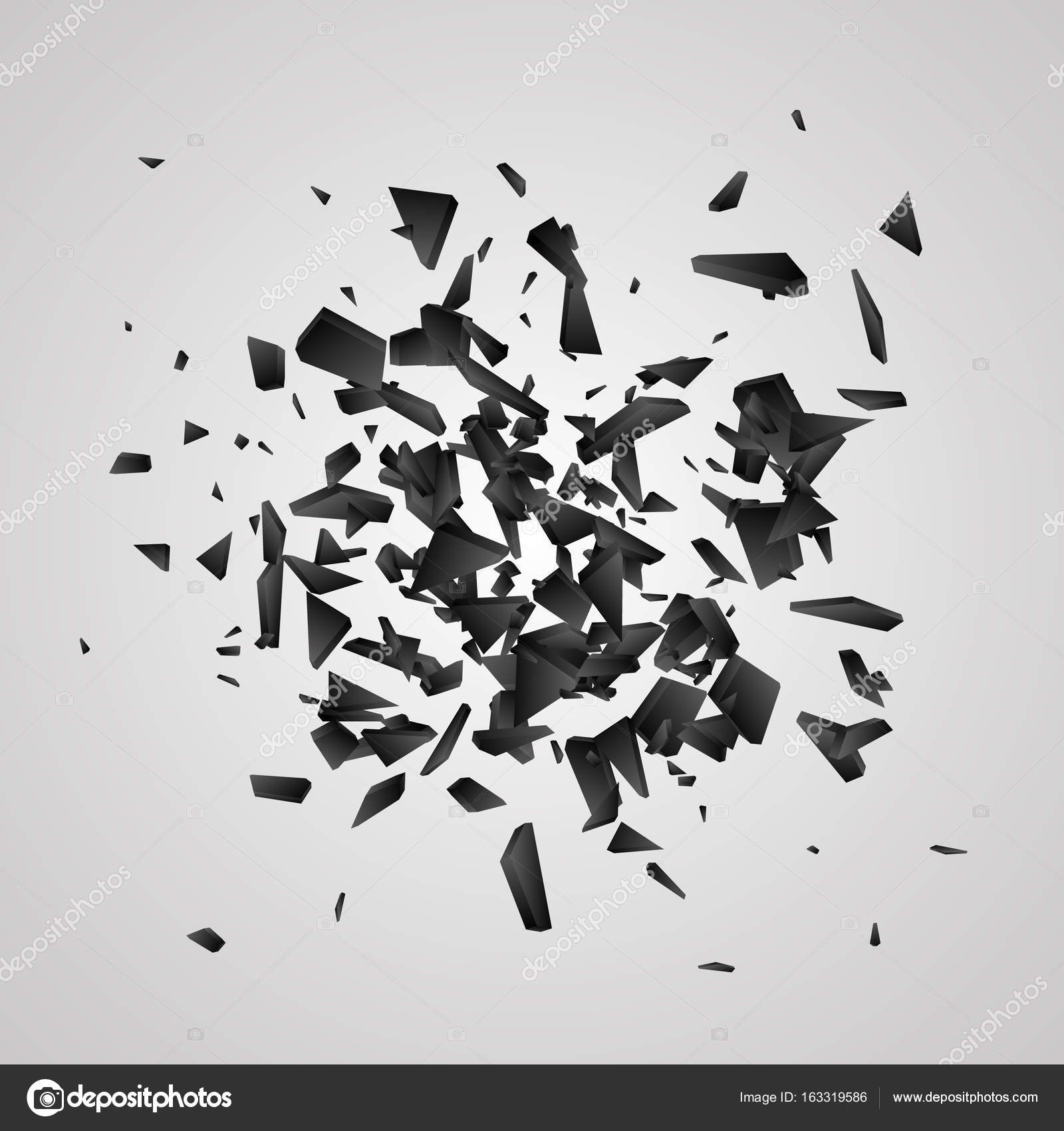 Black explosion on white background. Explosion cloud of black pieces ...