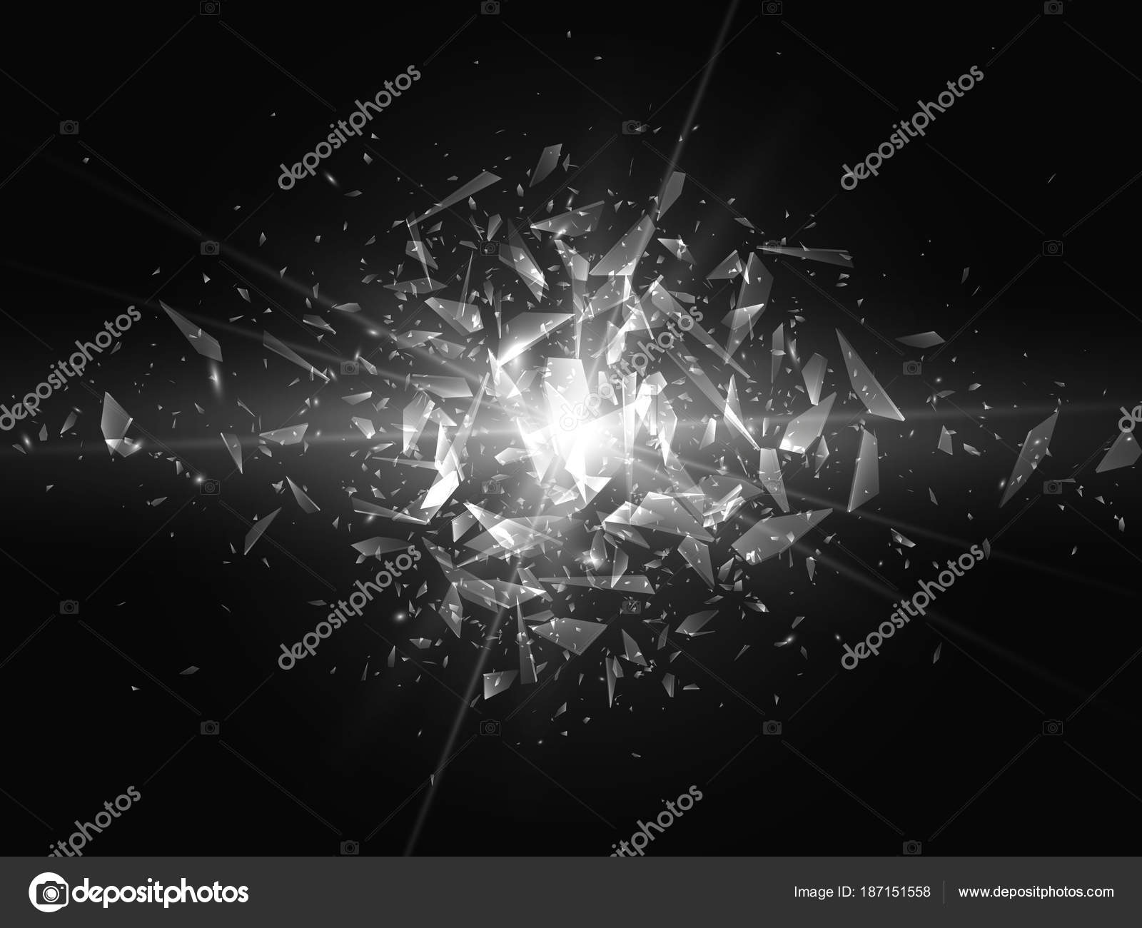 Shards of broken glass. Abstract explosion. Vector illustration Stock ...