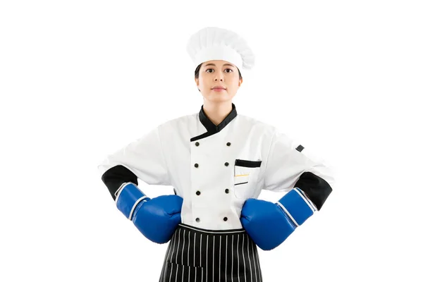 Winning chef celebrating wearing boxing gloves Stock Photo by ...