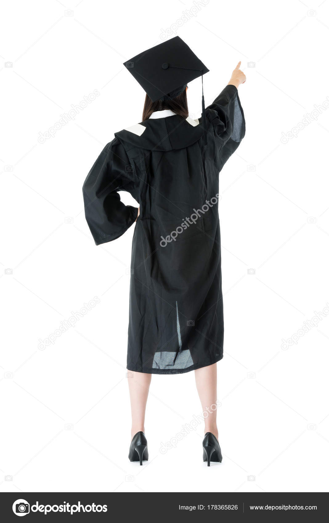 Back view of pretty graduation female student Stock Photo by ...