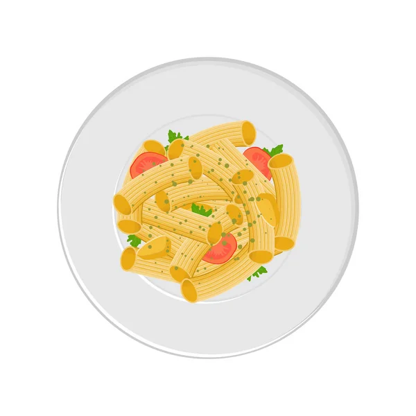 Pasta with tomato and meat sauce on a plate and fork — Stock Vector ...