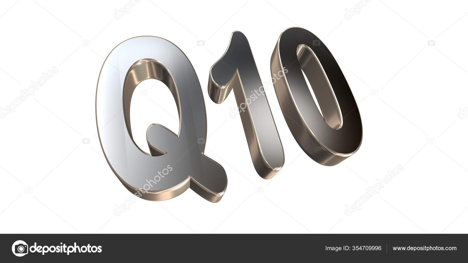 Q10 Vykreslování Kovového Slova Bílém Pozadí Koncept Grafického Symbolu ...