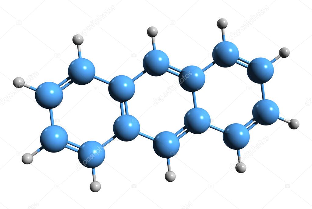 Imagen 3D de la fórmula esquelética del antraceno - estructura química ...