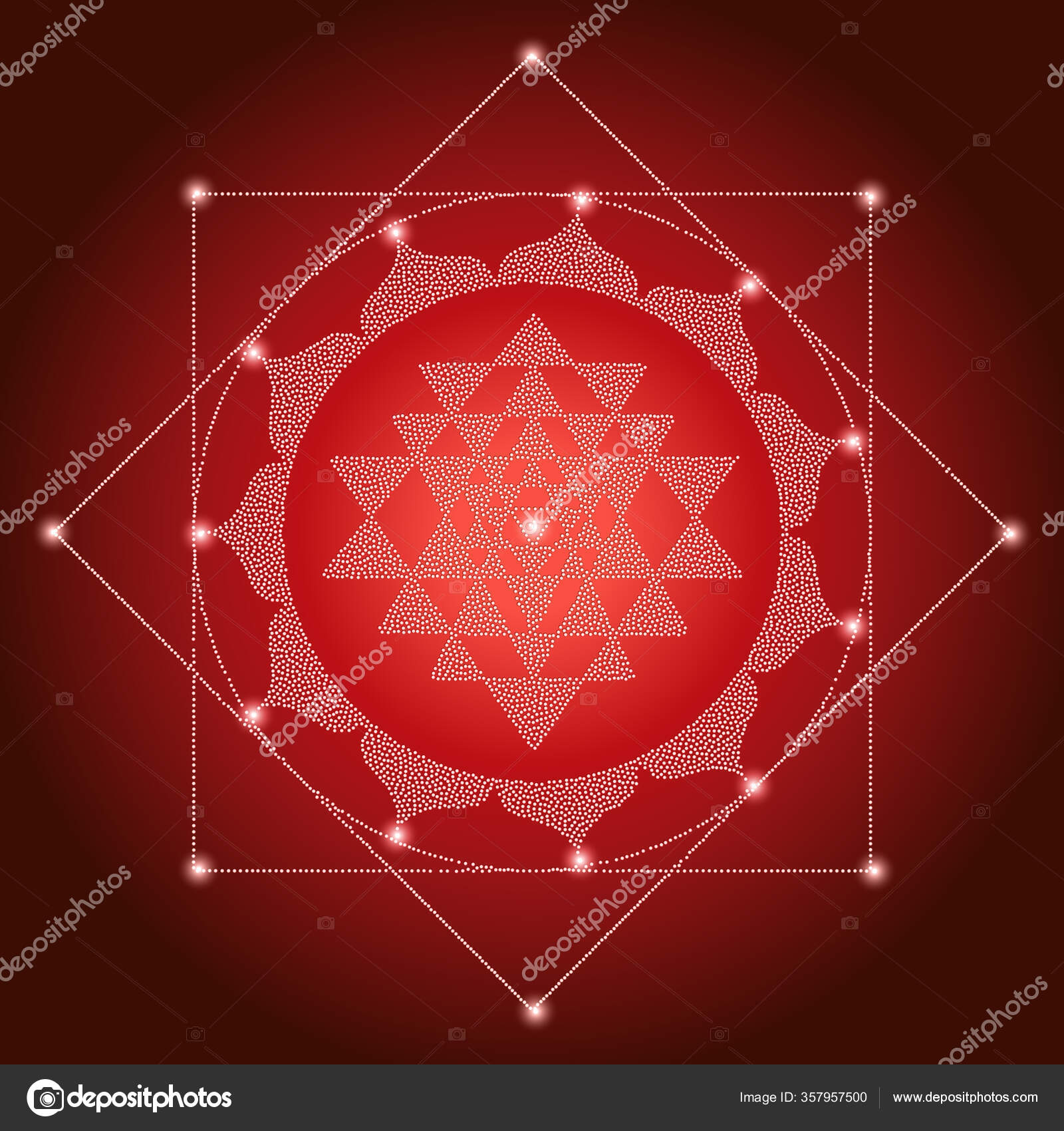 Sacred Indian Geometry Mystical Meditative Diagram Symbol Vector Shri ...