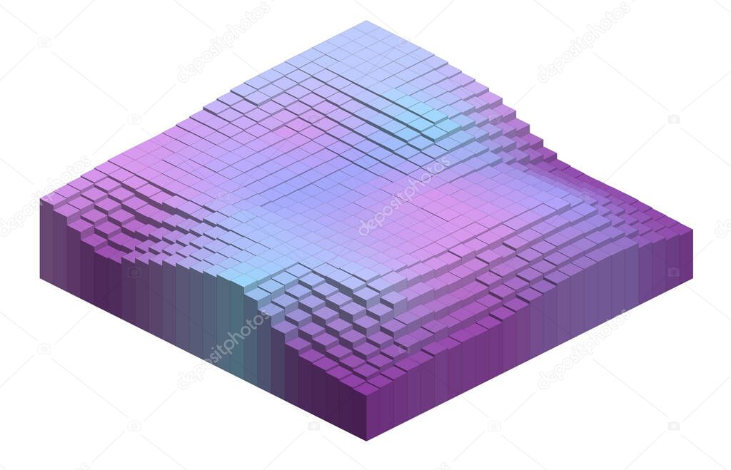 Voxel wavy landscape pixel art sample - 3D brick cross section ...