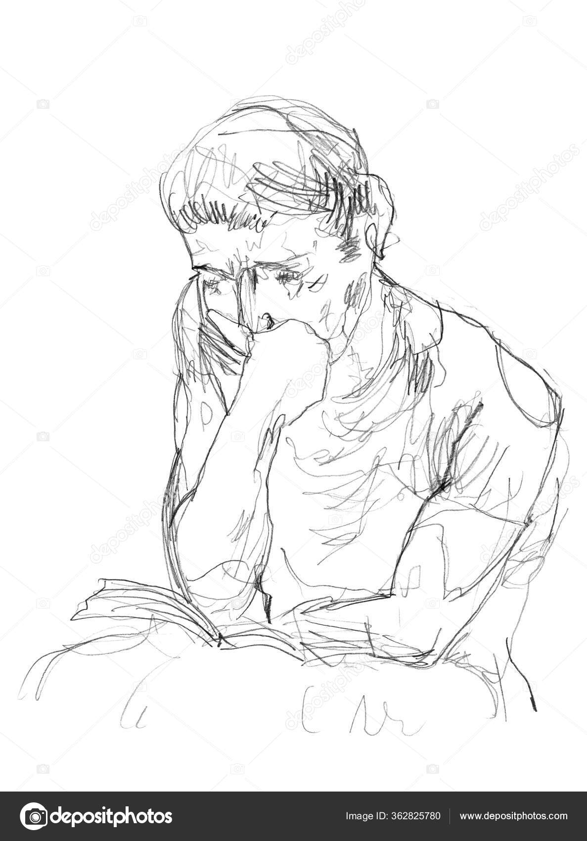 Hand Drawn Sketch Reading Woman Stock Illustration by ©KseniyaOmega ...