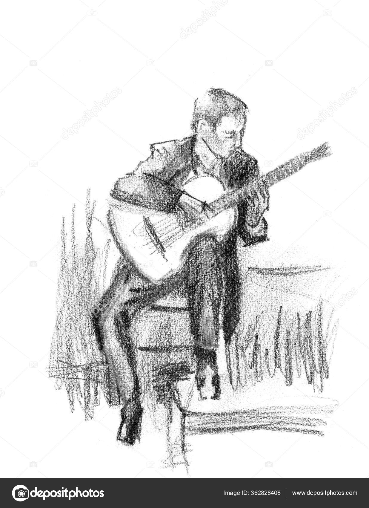 Hands Playing Guitar Sketch