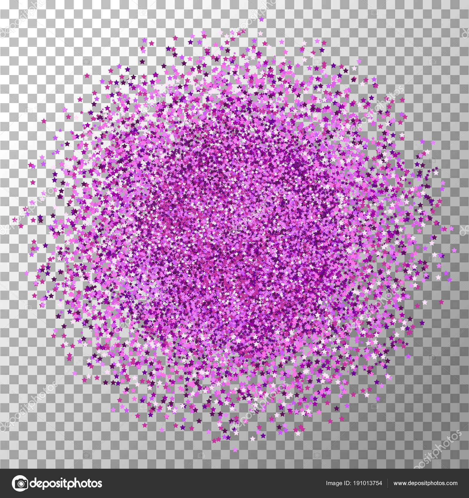 Purple sparkles and glittering powder spray. Partikel berkilau meledak ...