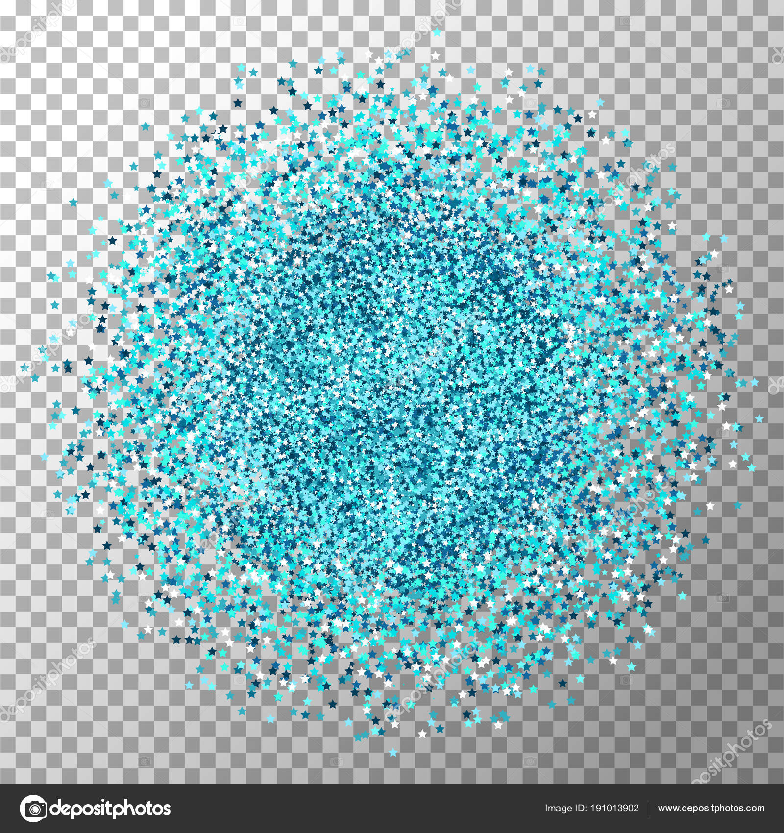 Blue sparkles and glittering powder spray. Sparkling glitter particles ...