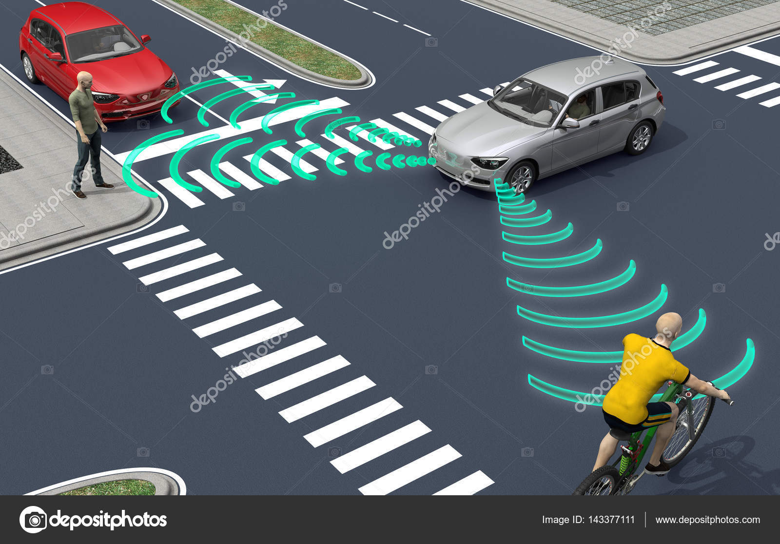 Self driving electronic computer cars on road — Stock Photo © the ...