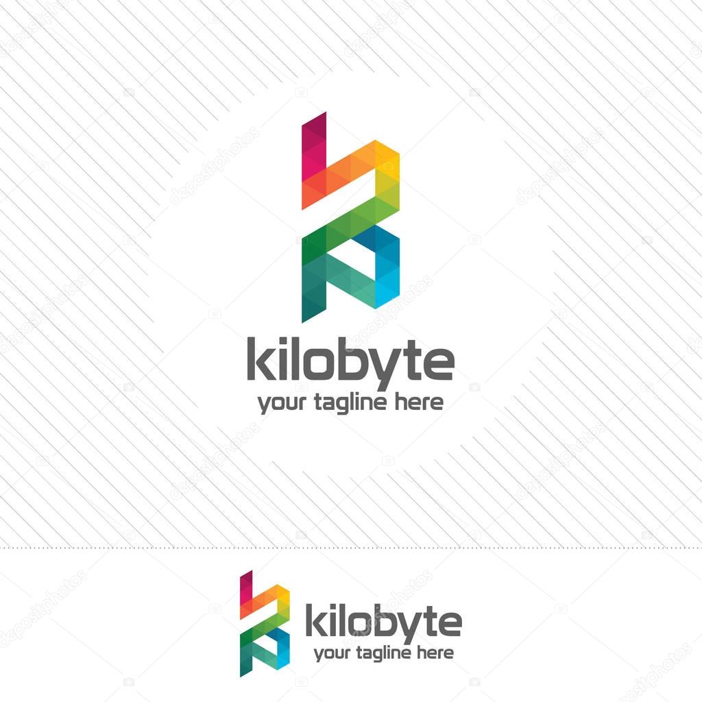Letter K logo design vector with triangle pixel concept. Colorful and ...