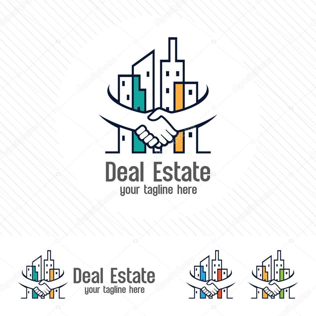 Property deal logo design vector. Real estate or apartment trading ...
