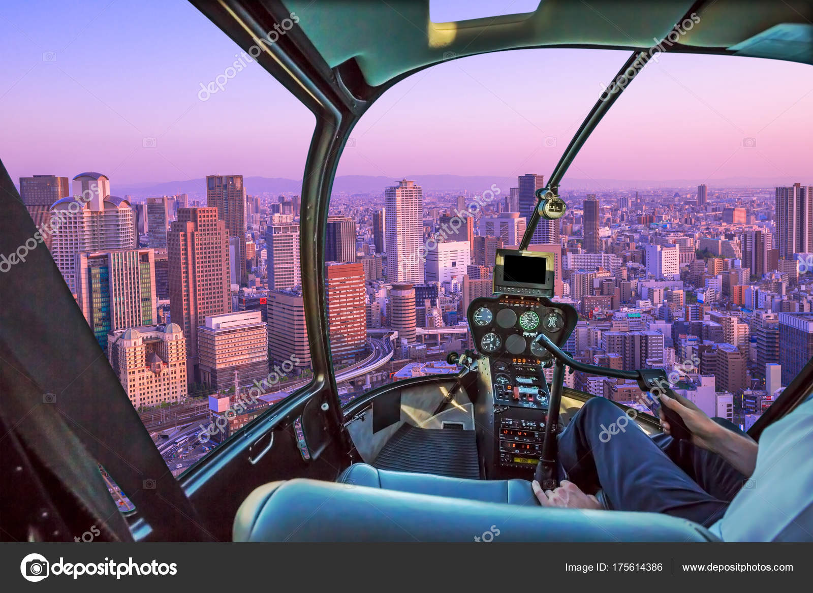 Helicopter on Osaka Skyline Stock Photo by ©bennymarty 175614386