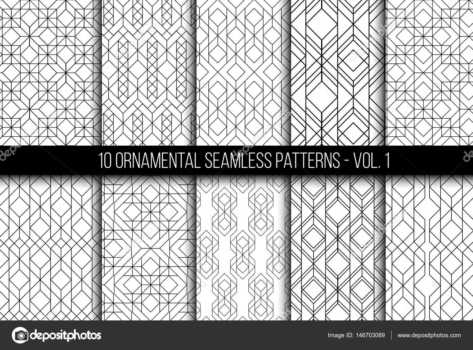 Set of universal different geometric seamless patterns Stock Vector Image by ©Softulka #146703089