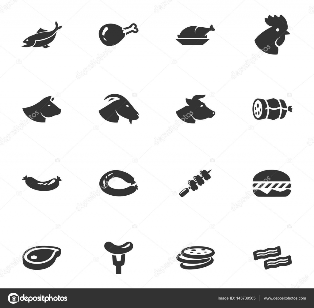 Meat and protein icons set Stock Vector Image by ©Lisess #143739565