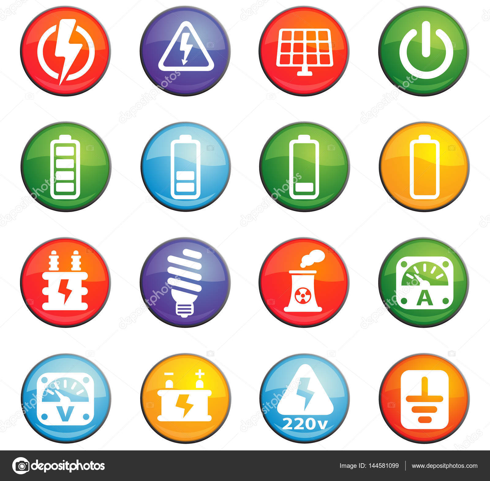 Electricity icon set Stock Vector by ©Lisess 144581099