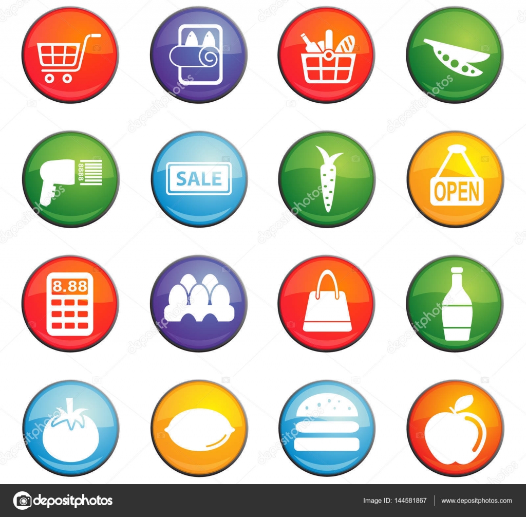 Grocery store icon set — Stock Vector © Lisess #144581867